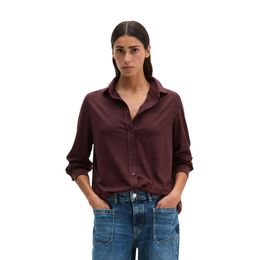 Marc O'Polo MARC O'POLO Damen Langarmbluse "aus hochwertigem Material-Mix"schwarz cherry, Gr. XL, unifarben, Obermaterial: 67% Lyocell, 33% Baumwolle, Blusen
