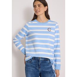 Cecil Damen Sweatshirteasy blau, Gr. XL, gestreift, Web, 65% Baumwolle, 35% Polyester, Sweatshirts, mit Rundhalsausschnitt