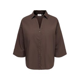 Only CARMAKOMA Damen Hemdbluse "CARSAJA KERI 3/4 SHIRT WVN NOOS"coffee bean, Gr. 50, unifarben, Web, Obermaterial: 100% Baumwolle, Blusen, Baumwolle,