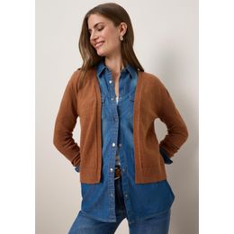 Tamaris Damen Strickjacke "kurzer Schnitt, figurumspielende Passform"braun, Basic, Gr. 32, unifarben, Strick, Obermaterial: 50% Viskose, 28%