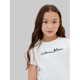 M&auml;dchen T-Shirthellwei&szlig;, Gr. 4, Calvin Klein Jeans, unifarben, Single Jersey, Obermaterial: 100% Baumwolle, Shirts, Rundhalsausschnitt, Slim Fit,