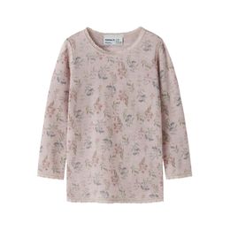 name it M&auml;dchen Langarmshirt "NMFWANG WOOL NEEDLE LS TOP NOOS", rosa, Gr. 116, bedruckt, Strick, Obermaterial: 100% Wolle, Shirts, Wolle, regular fit