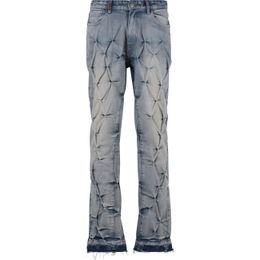 2Y STUDIOS Herren Bequeme Jeans "2Y Studios Lorandor Flared Fit Jeans"sand blau, Gr. 34, unifarben, 100% Baumwolle, Jeans