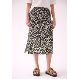 Damen Midirockschwarz, Gr. 46, STREET ONE STUDIO, bedruckt, Stoff, 89% Viskose, 11% Polyester, R&ouml;cke, Middle Waist