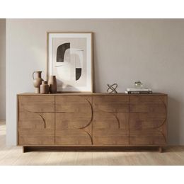 Sideboard Home Affaire, B:205cm H:80cm T:40cmmercure dekor holzstruktur, fronten in 3d, design, Holzwerkstoff, Wohnzimmer, Sideboards, "Zen, 205 cm