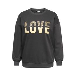 Only CARMAKOMA Damen Sweatshirt "CARTAMMIE L/S LEO PRINT O-NECK SWT JRS"phantom print:tammie new love, Gr. M, bedruckt, Sweatware, Obermaterial: 60%