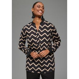 Laura Scott Damen Schlupfbluseschwarz, Gr. 38, bedruckt, Web, Obermaterial: 100% Polyester, Blusen, Langarm mit Rippb&uuml;ndchen, figurumspielende