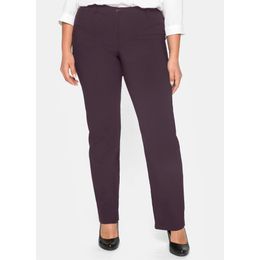 sheego Damen Webhoseaubergine, Gr. 48, unifarben, 70% Viskose, 25% Polyamid, 5% Elasthan, Hosen