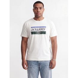 Jack & Jones PlusSize Herren T-Shirt "JORFREDERIKSBERG GRAPHIC BOX TEE SS PLS"snow wei&szlig;, Gr. 5XL, JACK & JONES PLUSSIZE, bedruckt, Jersey, Obermaterial: 100% Baumwolle,