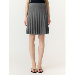 Y.A.S Damen Strickrock "YASELENA HW PLEATED SKIRT S. NOOS"medium grau melange, Gr. M, unifarben, Strick, Obermaterial: 75% Viskose, 25% Nylon, R&ouml;cke,