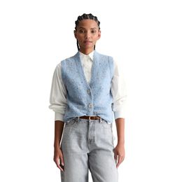 Marc O'Polo Damen Strickwesteblau dusk, Gr. L, MARC O'POLO DENIM, Strick, Obermaterial: 77% Schurwolle, 15% Polyamid, 8% Viskose, Westen, &auml;rmelloser