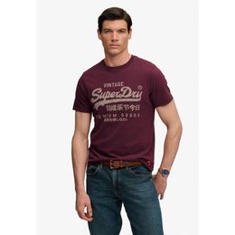 Superdry Herren Rundhalsshirt "VL CLASSIC TEE", lila, Gr. M, bedruckt, Single Jersey, Obermaterial: 100% Baumwolle, Shirts, Baumwolle, relaxed fit