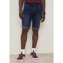 DELMAO Herren Jeansshortsdunkelblau used, Gr. 34, kontrastfarbene Details, Denim/Jeans, Obermaterial: 99% Baumwolle, 1% Elasthan, Jeans, gerade