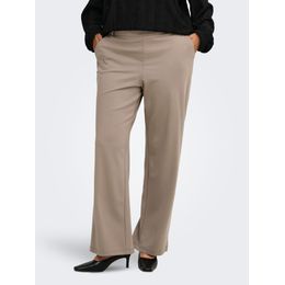 Only CARMAKOMA Damen Anzughose "CARGOLDTRASH LIFE MW STRAIGHT PANT NOOS"taupe gray, Gr. 54, unifarben, Web, Obermaterial: 63% Viskose, 32% Nylon, 5%