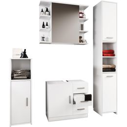 Vcm 4-tlg. Badm&ouml;belset Badm&ouml;bel Set aus Unterschrank, Midischrank, Hochschrank und Spiegelschrank Badezimmerm&ouml;bel - Zalo III