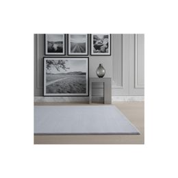 KADIMA DESIGN Kurzflorteppich Waschbar NECKAR, einfarbig, aus Polyester, Silber, 60 x 110 cm