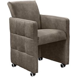 Esszimmersessel, B:64cm H:90cm T:72cmdolphin, exxpo - SOFA FASHION, Sessel, "Barista, Loungesessel auf Rollen mit hoher Bodenfreiheit", Barista
