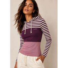 Kangaroos Damen Kapuzenshirt, lila, Gr. 36, Rippware, Obermaterial: 100% Baumwolle. Kapuzenfutter: 100% Baumwolle, Shirts, aus Rippware, mit Kapuze,