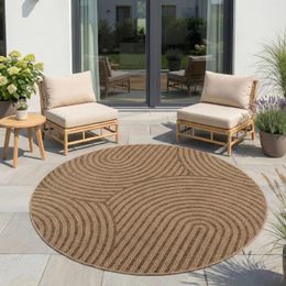 Outdoorteppich, H:5mm &Oslash;:160cmbeige, Ayyildiz Teppiche, Polypropylen, Teppiche, "TIMBER 1401", In und Outdoor, Jute Sisal Optik, Wohnzimmer,