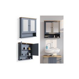 VICCO Wandspiegel Bianco Grau Badspiegel mit Ablage 2 T&uuml;ren 58x56cm H&auml;ngespiegel Spiegel f&uuml;r Badezimmer im Landhausstil