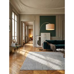 KADIMA DESIGN Flachgewebe-Teppich Hoch-Tief-B&ouml;gen Silber 200x290 cm Hoch-Tief B&ouml;gen