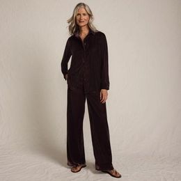LANDS' END Samthose mit weitem Bein f&uuml;r Damen, Damen, size: regular, Braun, Polyester, by Lands' End