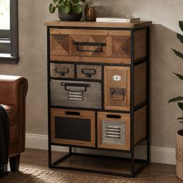 Apothekerkommode MCW-Q78, Schrank Highboard Schubladen Industrial Vintage/Shabby Holz Metall 84x53x31cm