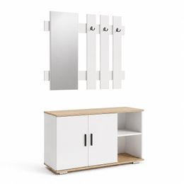Vcm Diele Garderoben Set mit Schuhschrank Sitzbank, Wandgarderobe & Spiegel - Gados XL