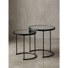 KADIMA DESIGN Beistelltisch Set &ndash; rund, Spiegelglas schwarz, 2-teilig, &Oslash;50x42 cm