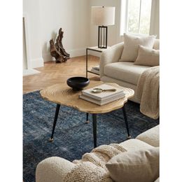 KADIMA DESIGN Couchtisch rund 64x64 cm &ndash; Aluminium in Gold mit Baumscheiben-Optik