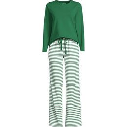 LANDS' END Gemustertes Pyjama-Set aus Baumwoll-Jersey, Damen, size: regular, Elfenbein, Elasthan/Baumwoll-Mischung, by Lands' End