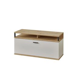 IDEAL Garderobenbank Basset Modern white Melamin/Eiche Artisan NB ca. 100x50x38 cm