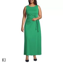 LANDS' END Maxikleid aus Baumwolle/Modal mit Bindeband f&uuml;r Damen in Plus-Gr&ouml;&szlig;e, Damen, size: plus, Gr&uuml;n, Baumwolle Modal, by Lands' End