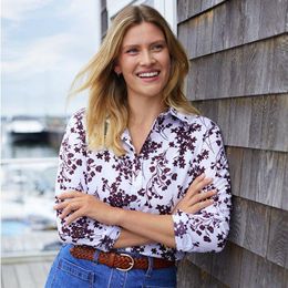 LANDS' END B&uuml;gelfreie Baumwoll-Bluse, Damen, size: regular, Wei&szlig;, Baumwolle, by Lands' End