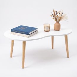 Vcm Couchtisch, Beistelltisch im Retro-Design, 90 x 50 cm, Wohnzimmertisch mit organischer Tischplatte - Barilo