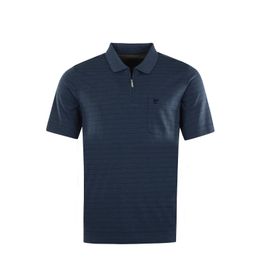 Hajo Shirt Gestreiftes Kurzarm-Poloshirt Softknit mit verdecktem Rei&szlig;verschluss und Brusttasche in Regular Fit