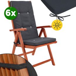 Detex Stuhlauflage 6er-Set Anthrazit f&uuml;r Hochlehner Vanamo