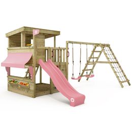 Stelzenhaus Smart Terrace aus Holz mit XXL-Plattform - Spielturm f&uuml;r Garten mit Sandkasten, Kletterwand und Terrassendach langlebig - Wickey