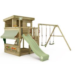 Stelzenhaus Smart Pavilion mit Rutsche Sandkasten Kletterwand - Gro&szlig;es Spielhaus aus Massivholz f&uuml;r den Garten - Hochwertiges Spielger&auml;t - Wickey