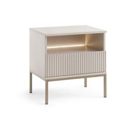 Graingold Nachtschrank, Kaschmir, Metall, 1 F&auml;cher, 1 Schubladen, Rechteckig,Rechteckig, 54x56x39 cm, Schlafzimmer, Nachttische