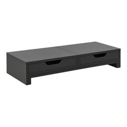[en.casa] Monitorst&auml;nder, Dunkelgrau, Holzwerkstoff, 2 Schubladen, 60x11x22 cm, Arbeitszimmer, B&uuml;rozubeh&ouml;r