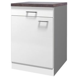 FlexWell K&uuml;chenunterschrank, Wei&szlig;, Holzwerkstoff, 1 F&auml;cher, 1 Schublade(n) Schubladen, einzeln stellbar, 60x85x60 cm, Made in Germany, individuell planbar, K&uuml;chen, K&uuml;chenm&ouml;bel, K&uuml;chenschr&auml;nke, K&uuml;chenunterschr&auml;nke