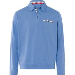 Herren Langarm-Poloshirt mittelblau, Gr&ouml;&szlig;e 56/58