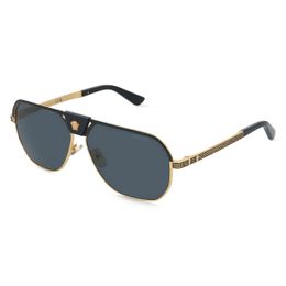 Versace VE2294 | Herren-Sonnenbrille | Fassung: Vollrand, Quadratisch, Metall, Schwarz | Glasfarbe: Grau