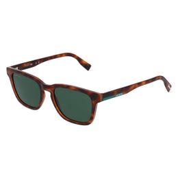 Lacoste L987S | Unisex-Sonnenbrille | Fassung: Vollrand, Quadratisch, Kunststoff, Havanna Gl&auml;nzend | Glasfarbe: Gr&uuml;n