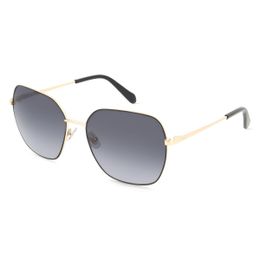 Fossil FOS 3174/G/S | Damen-Sonnenbrille | Fassung: Vollrand, Quadratisch, Edelstahl, Schwarz | Glasfarbe: Grau