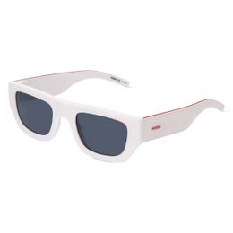 HUGO BOSS Hugo HG 1252/S | Herren-Sonnenbrille | Fassung: Vollrand, Quadratisch, Kunststoff, Wei&szlig; Matt | Glasfarbe: Grau
