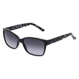 Fielmann LD 033 SUN FA ELENA | Damen-Sonnenbrille | Fassung: Vollrand, Quadratisch, Propionat, Schwarz Gl&auml;nzend | Glasfarbe: Grau Verlaufend