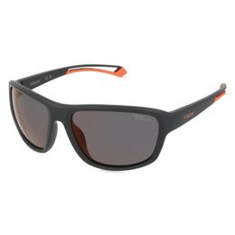 Polaroid PLD 7049/S | Unisex-Sonnenbrille | Fassung: Vollrand, Quadratisch, Kunststoff, Schwarz Orange | Glasfarbe: Rot