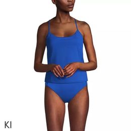 LANDS' END Komfort-Tankinitop mit gekreuzten Tr&auml;gern f&uuml;r Damen, Damen, size: regular, Blau, by Lands' End